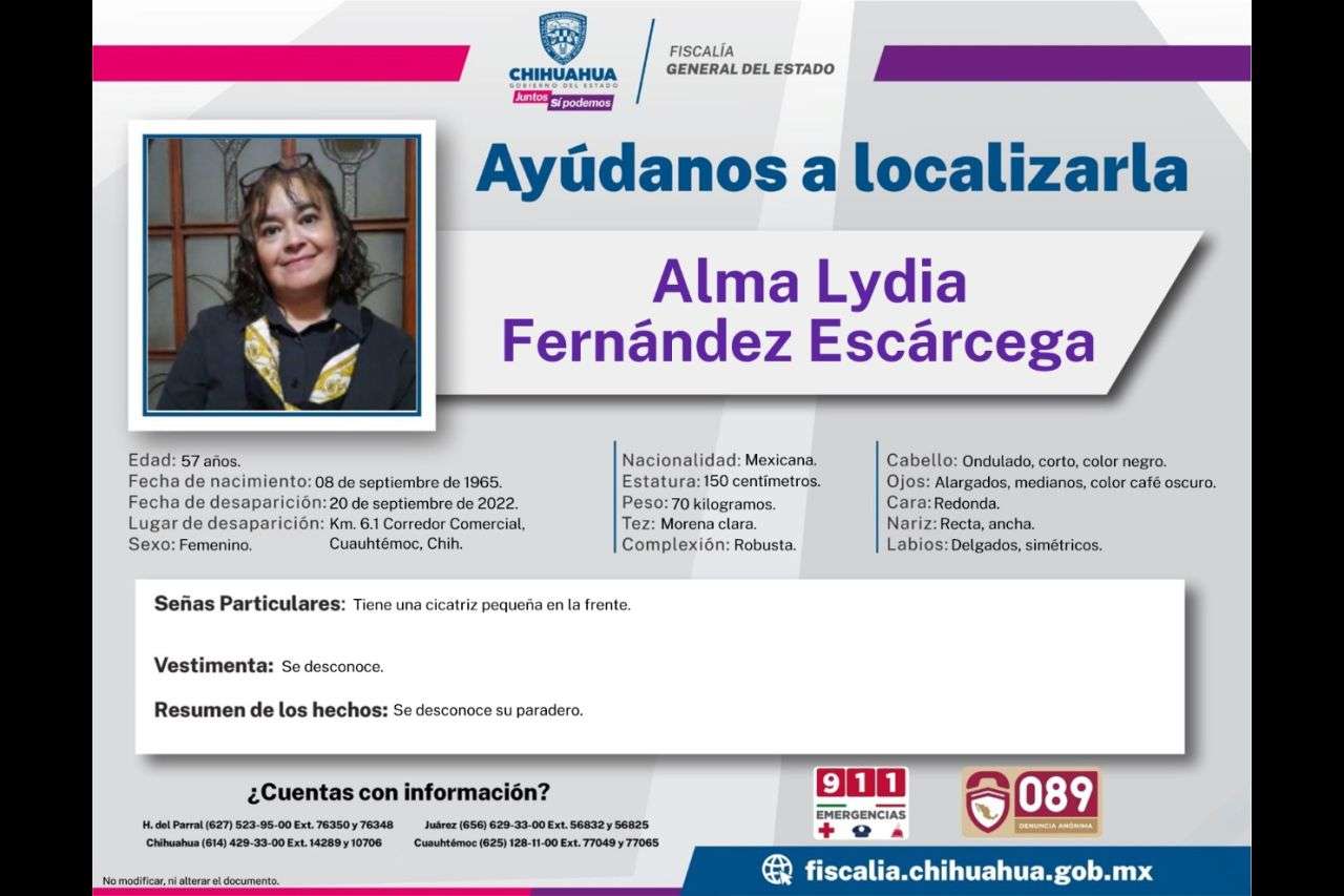Piden apoyo para localizar a Alma Lydia Fernández, desaparecida en ...
