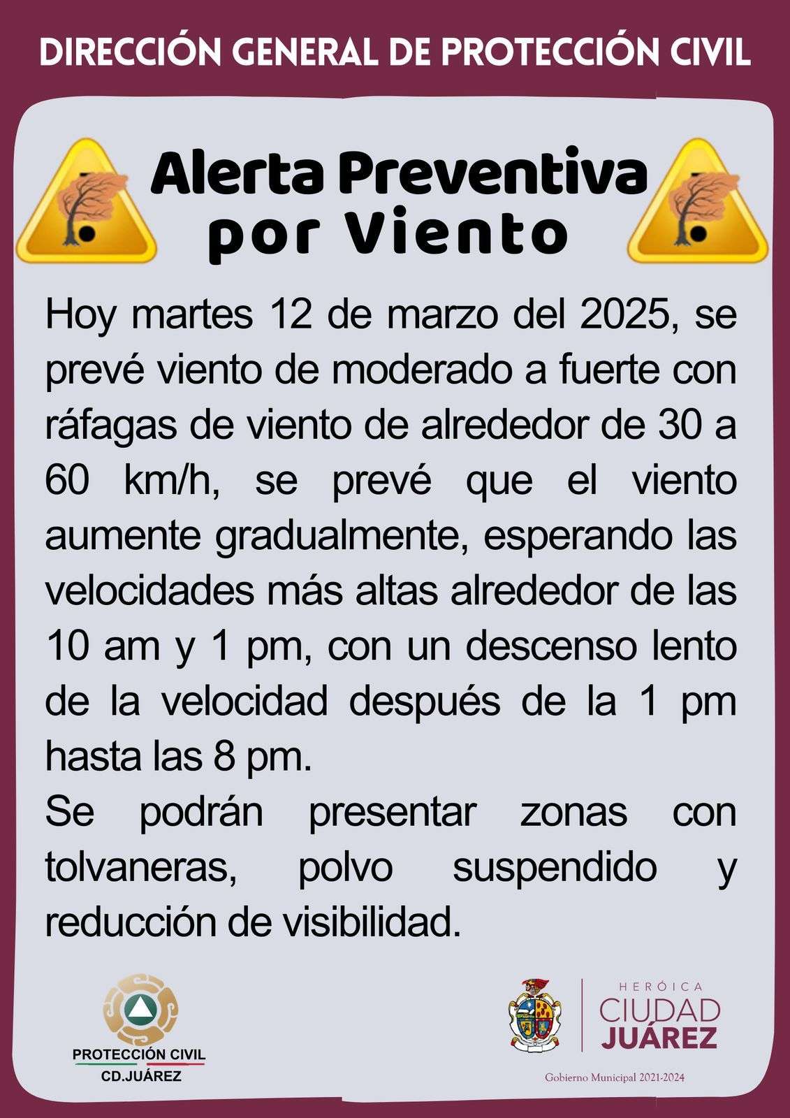 Alerta Protección Civil por fuertes vientos y descenso en temperatura ...